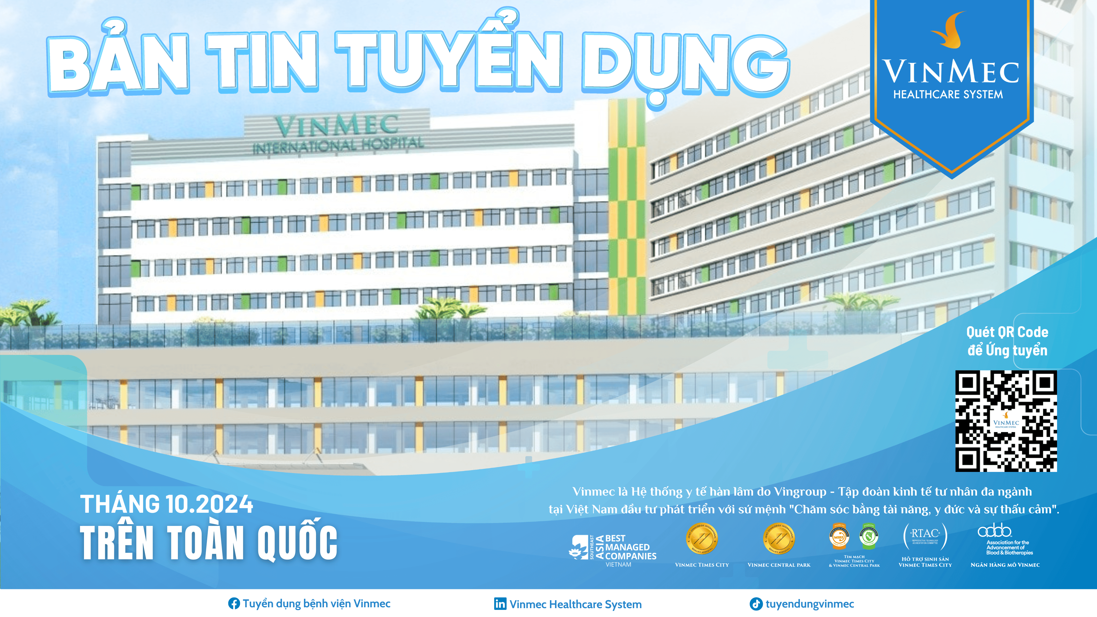 Hệ thống Y tế Vinmec tuyển dụng nhiều vị trí tại các tỉnh thành trên ...