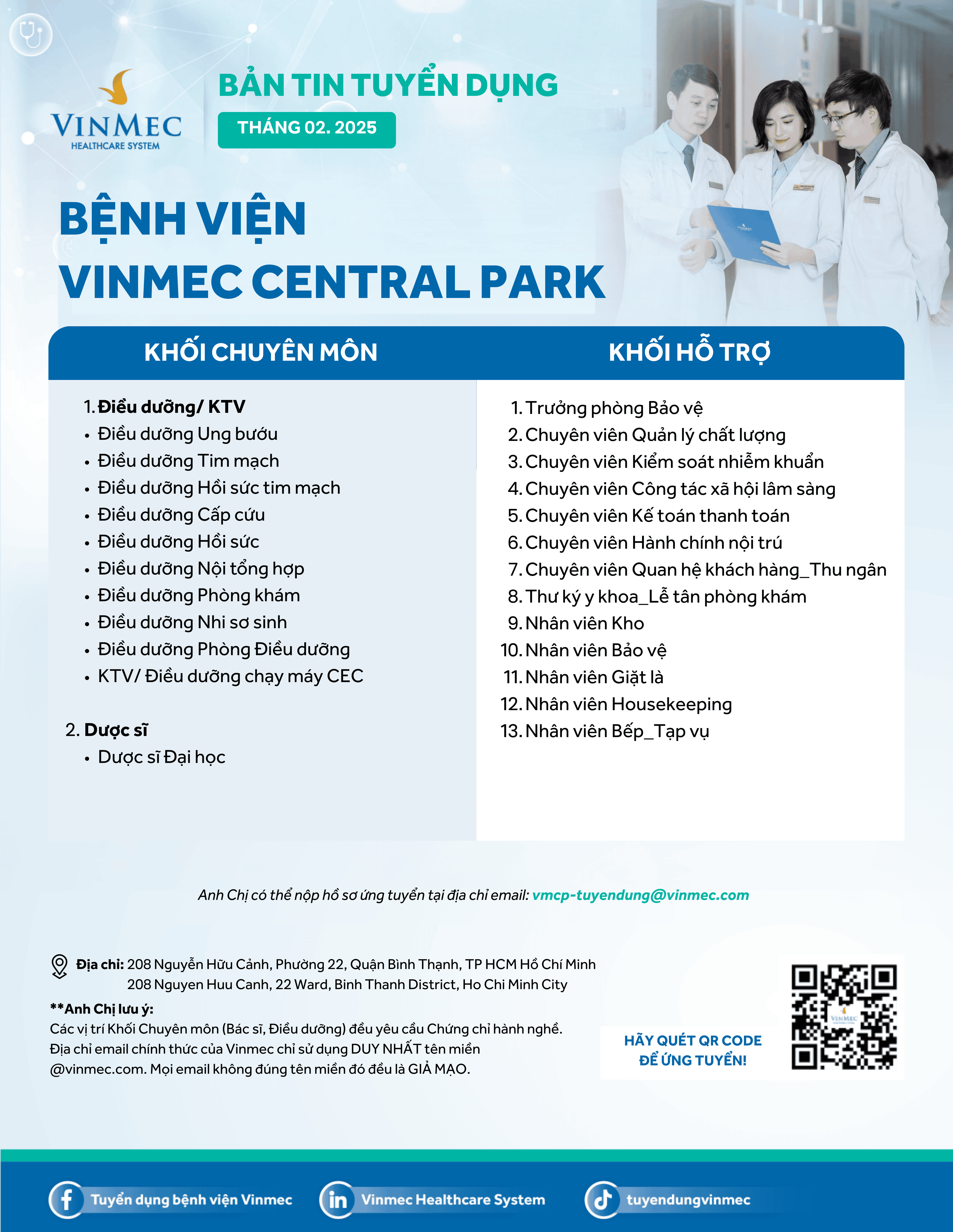 Hệ thống Y tế Vinmec tuyển dụng nhiều vị trí tại các tỉnh thành trên toàn quốc tháng 02/2025 ...